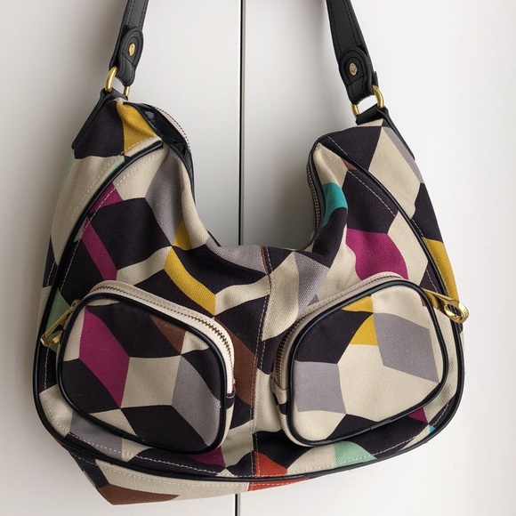 Ted Baker | Bags | Ted Baker Canvas Geo Cube Hobo Shoulder Bag | Poshmark